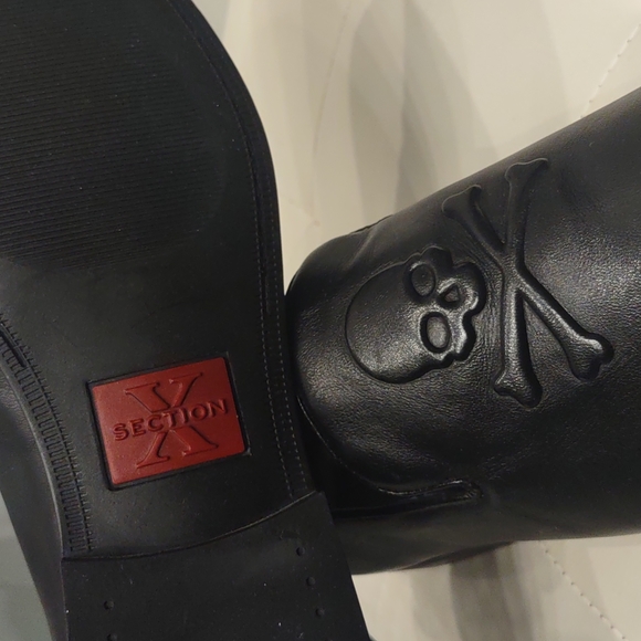 Section X | Shoes | Section X Black Leather Skull Crossbone Loafers ...